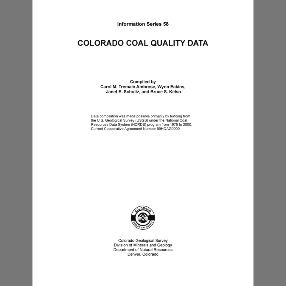IS-58 Colorado Coal Quality Data - Colorado Geological Survey